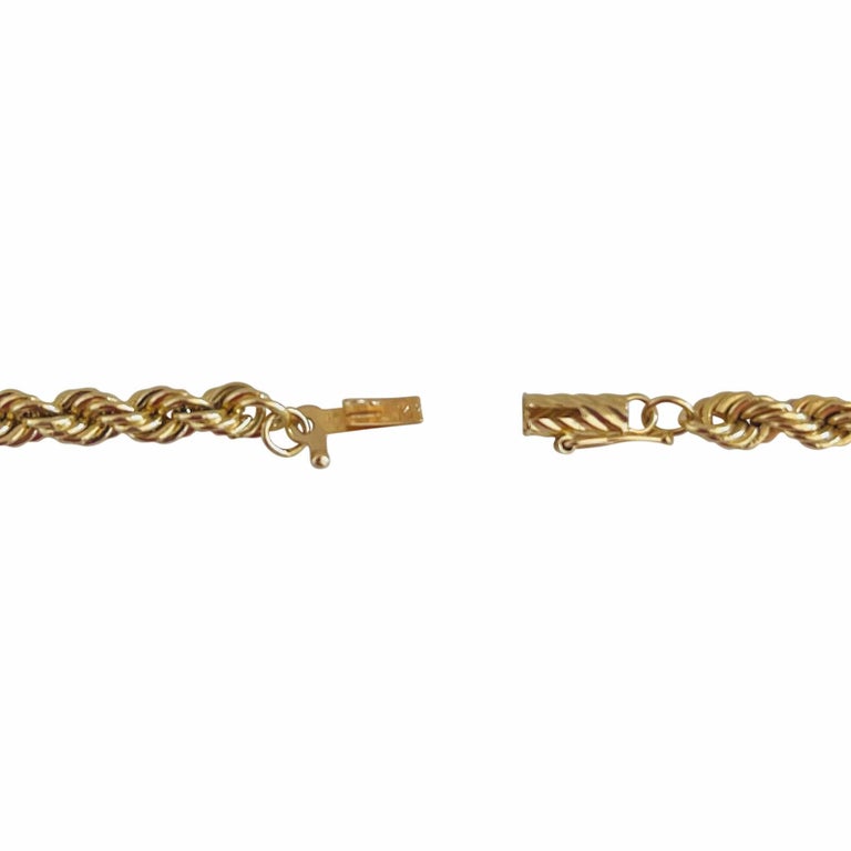 14 Karat Yellow Gold Solid Rope Chain Necklace For Sale at 1stDibs