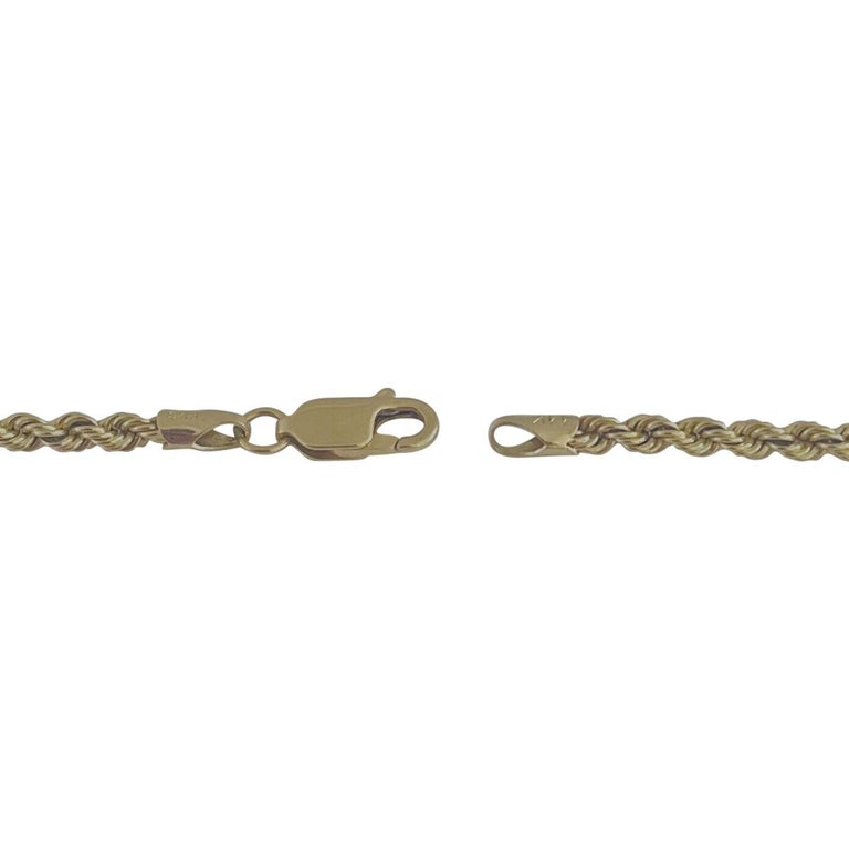 14 Karat Yellow Gold Solid Rope Chain Necklace For Sale at 1stDibs