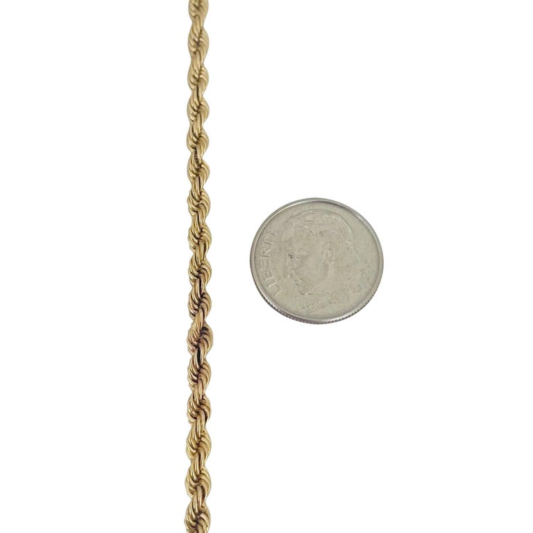 14 Karat Yellow Gold Solid Rope Chain Necklace For Sale at 1stDibs