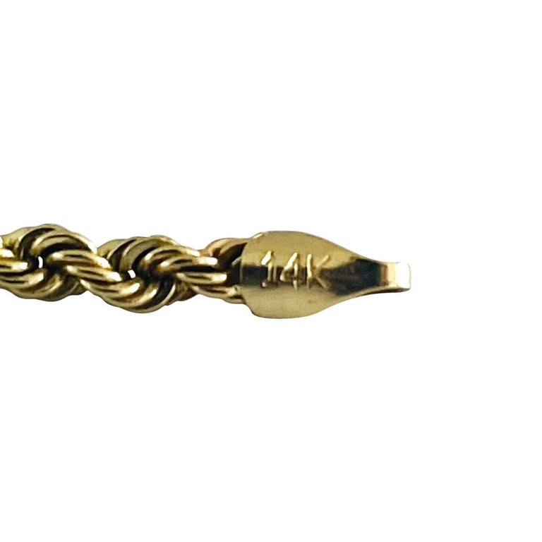 14 Karat Yellow Gold Solid Rope Chain Necklace For Sale at 1stDibs