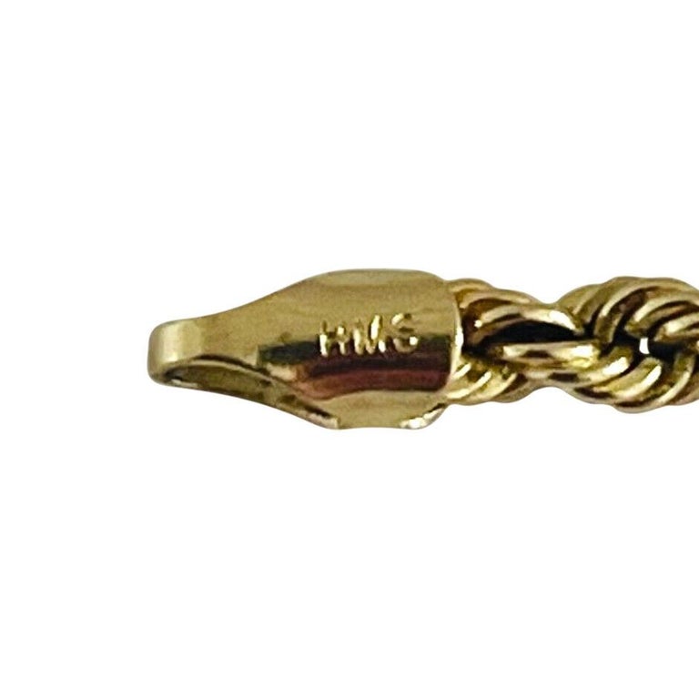 14 Karat Yellow Gold Solid Rope Chain Necklace For Sale at 1stDibs