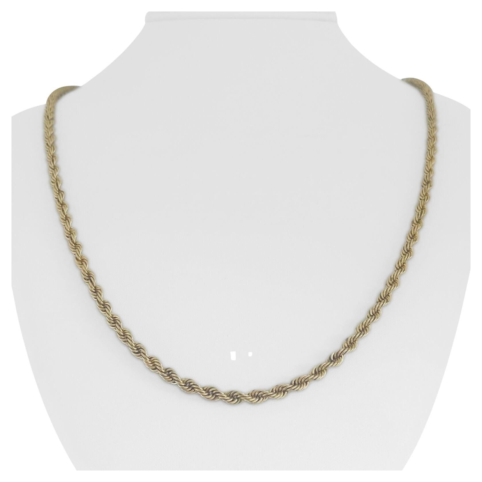 14 Karat Yellow Gold Solid Rope Chain Necklace For Sale at 1stDibs