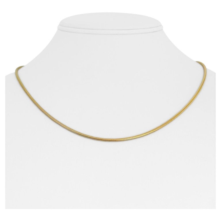 14 Karat Yellow Gold Solid Round Aurafin Snake Link Chain Necklace ...