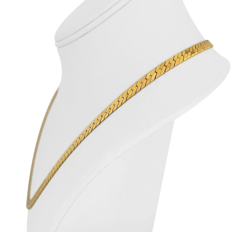 14 Karat Yellow Gold Solid Thick Herringbone Link Chain Necklace, Italy ...