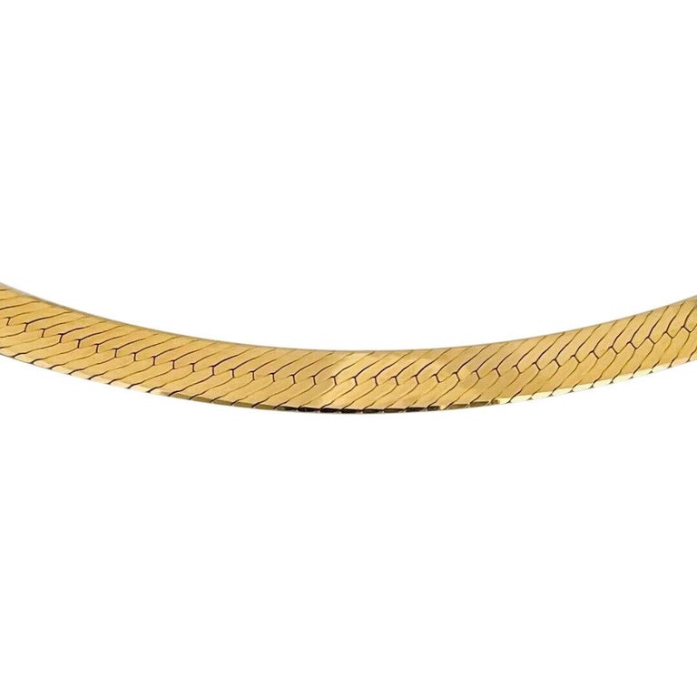 14 Karat Yellow Gold Solid Thick Herringbone Link Chain Necklace Italy ...