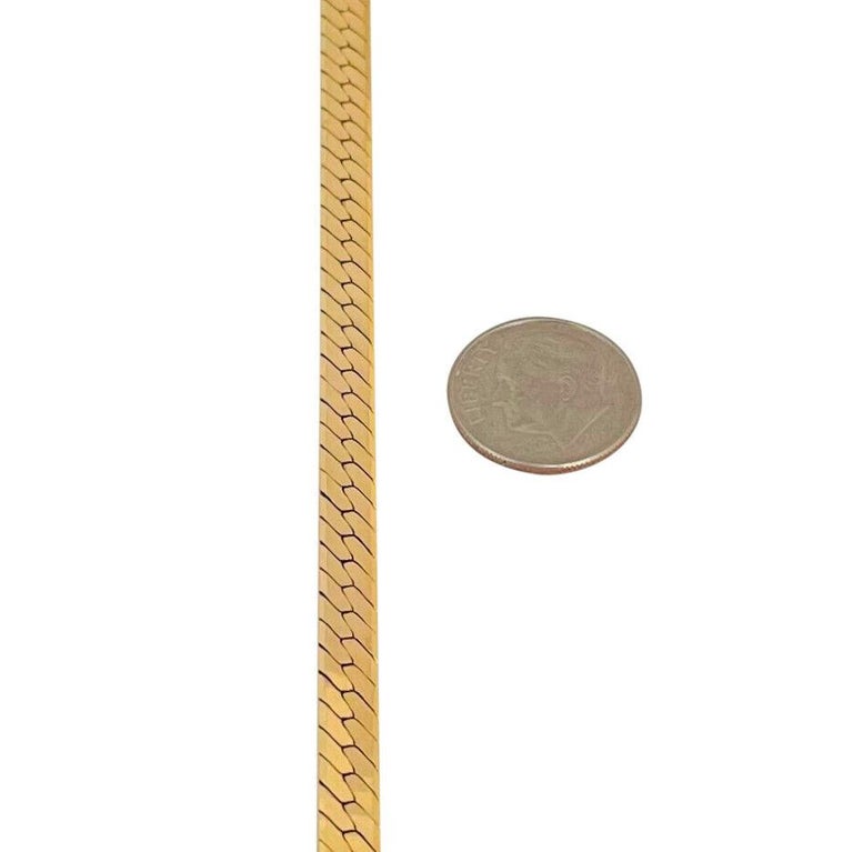14 Karat Yellow Gold Solid Thick Herringbone Link Chain Necklace, Italy ...