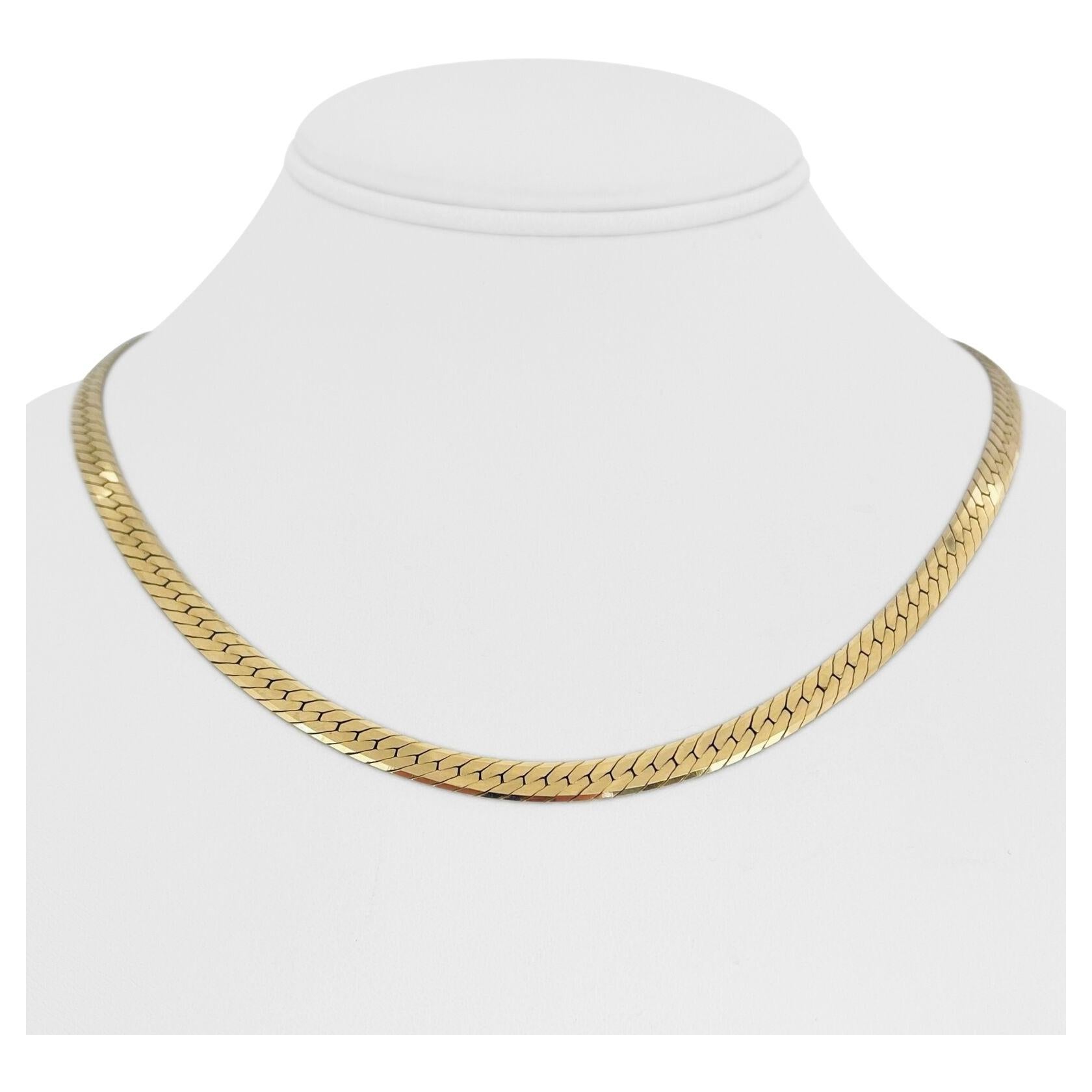 Italian 14k Gold 5mm 16" Polished Flat Herringbone Thick Link Chain ...