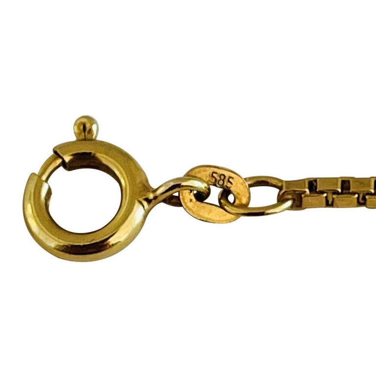 14 Karat Yellow Gold Solid Thin Box Link Chain Necklace For Sale at 1stDibs