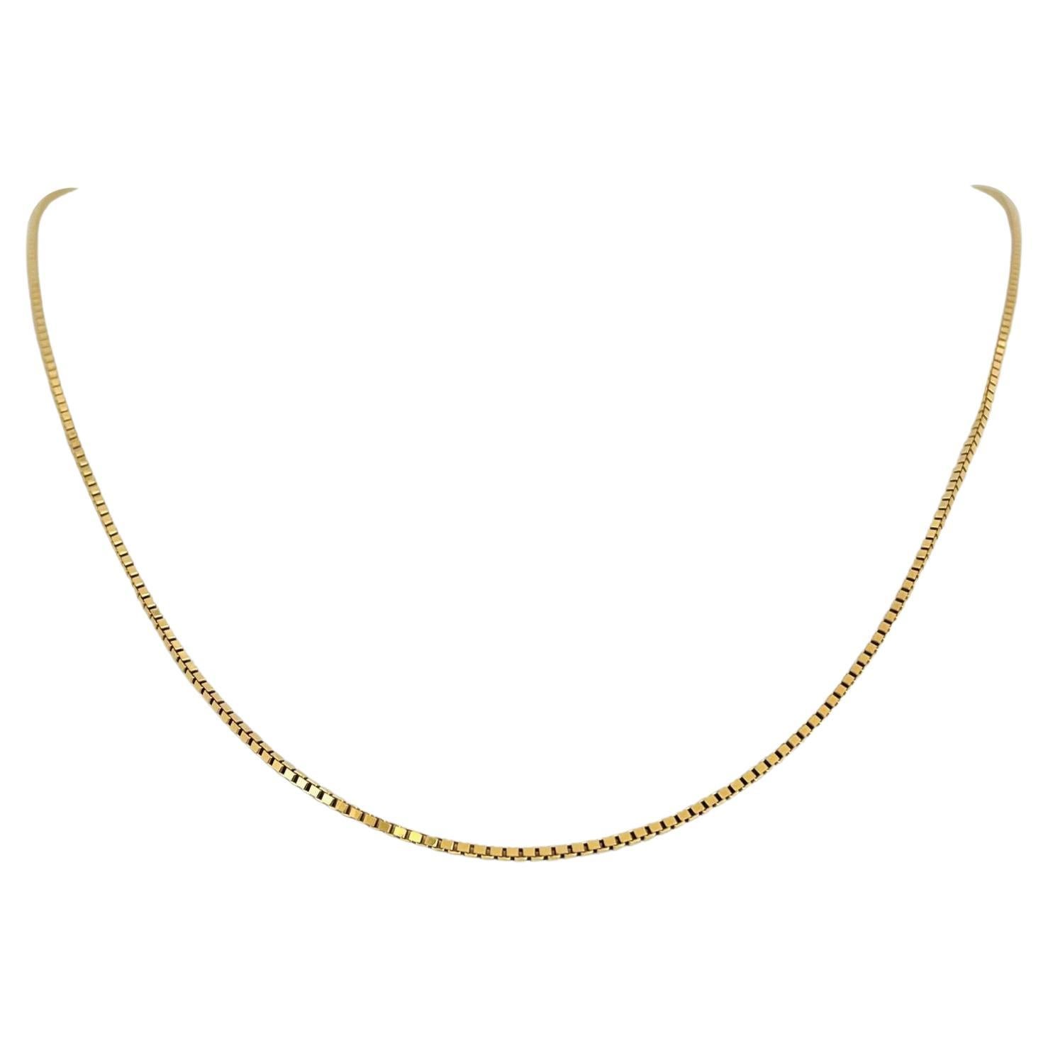 14 Karat Yellow Gold Thin Flattened Box Link Chain Necklace, Italy For ...