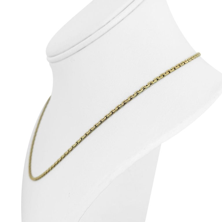 14 Karat Yellow Gold Solid Thin C Link Chain Necklace For Sale at 1stDibs