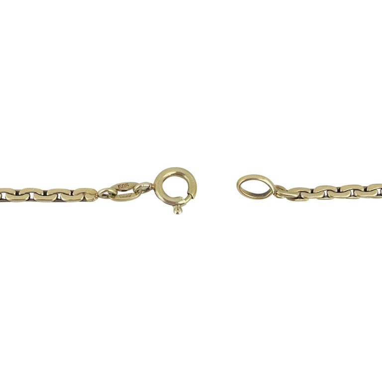 14 Karat Yellow Gold Solid Thin C Link Chain Necklace For Sale at 1stDibs
