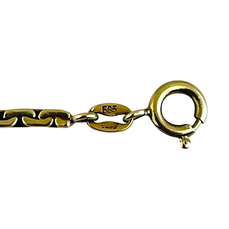 14 Karat Yellow Gold Solid Thin C Link Chain Necklace For Sale at 1stDibs