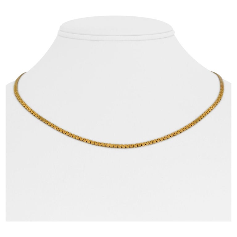 14 Karat Yellow Gold Solid Thin Cobra C Link Chain Necklace, Italy For ...