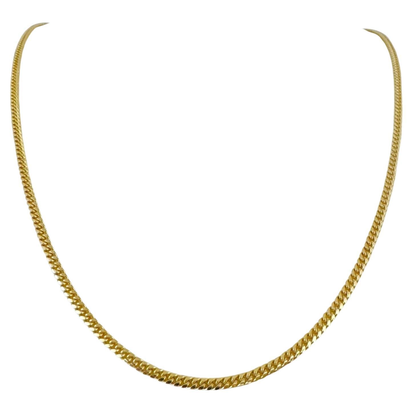 14 Karat Yellow Gold Solid Thin Cuban Curb Link Chain Necklace For Sale ...