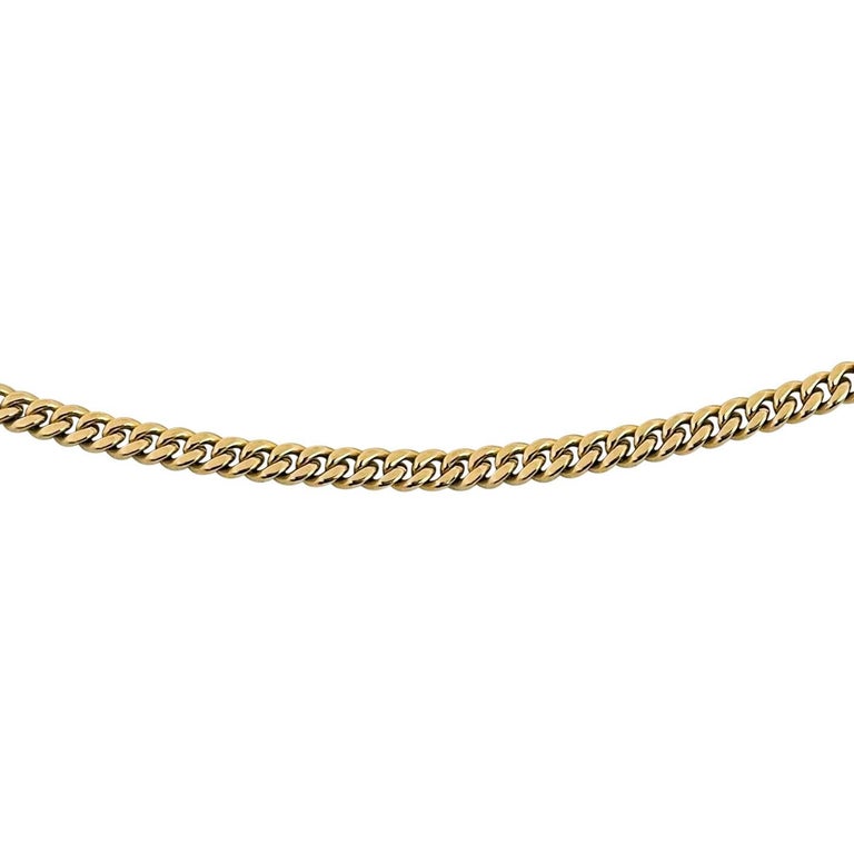 14 Karat Yellow Gold Solid Thin Curb Link Chain Necklace For Sale at ...