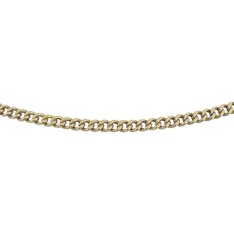 14 Karat Yellow Gold Solid Thin Curb Link Chain Necklace For Sale at ...