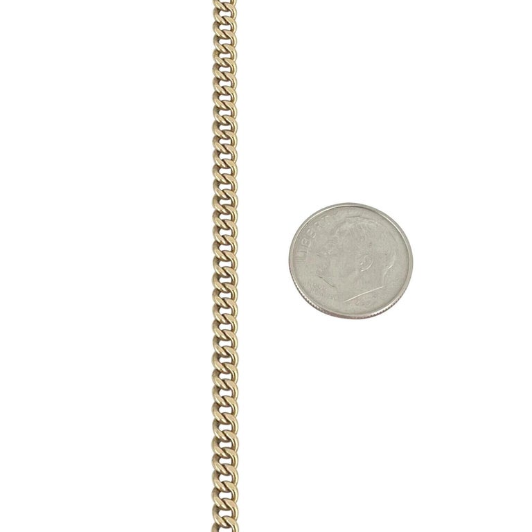 14 Karat Yellow Gold Solid Thin Curb Link Chain Necklace For Sale at ...