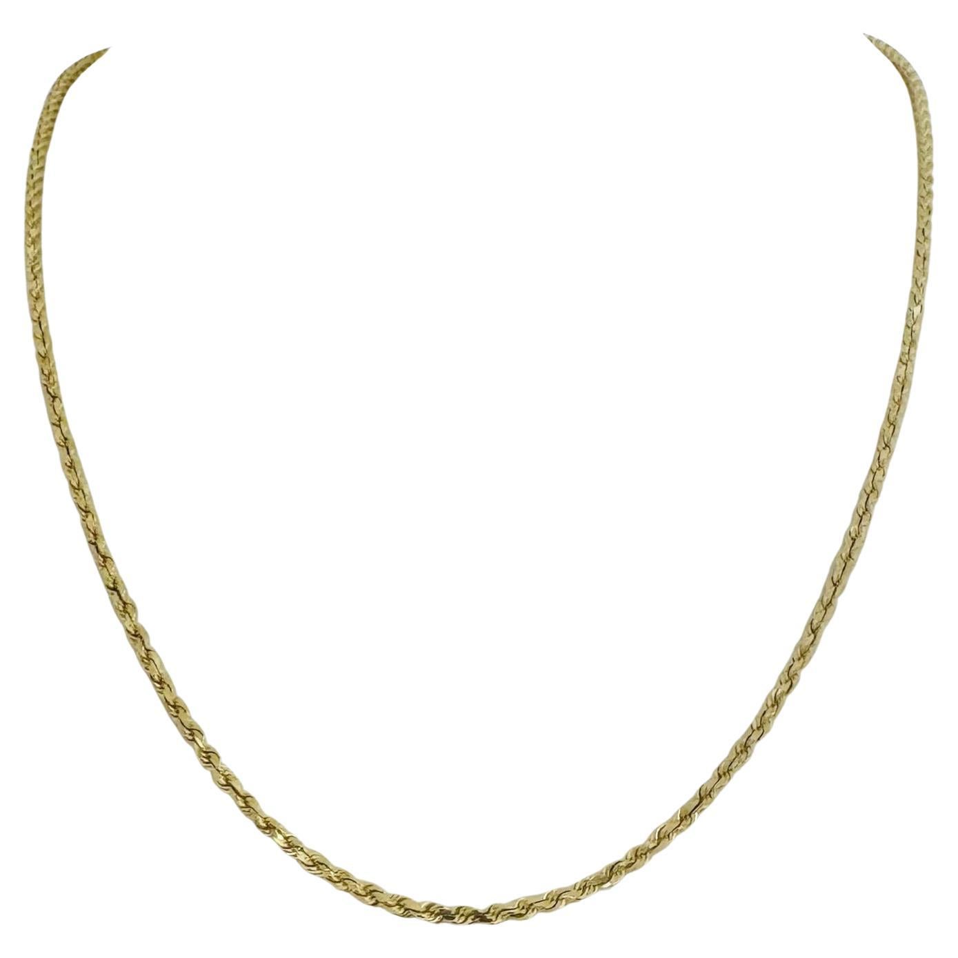14 Karat Yellow Gold Solid Thin Diamond Cut Rope Chain Necklace, Peru ...