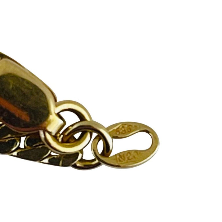 14 Karat Yellow Gold Solid Thin Flattened Curb Link Chain Necklace For ...