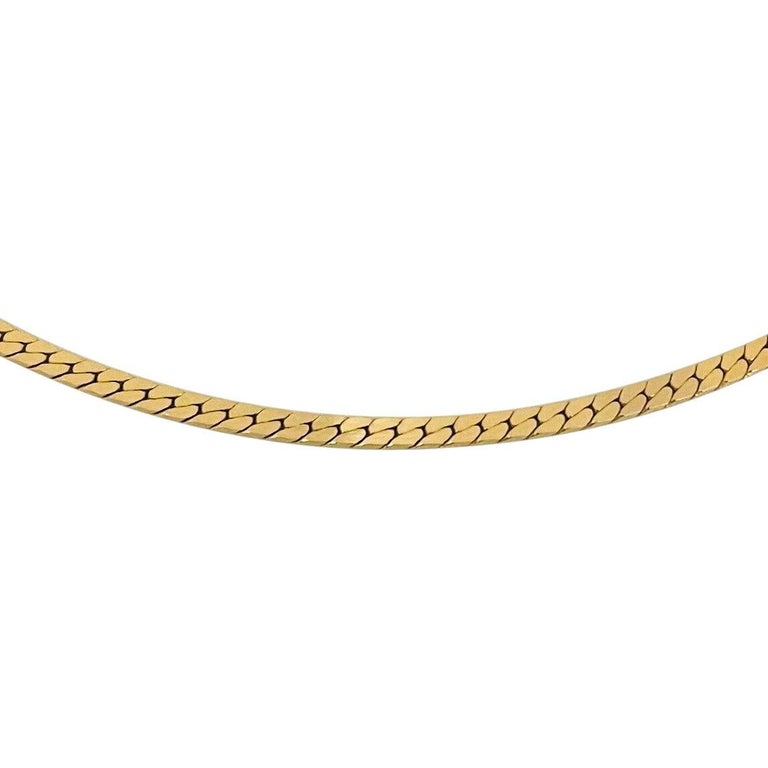 14 Karat Yellow Gold Solid Thin Herringbone Link Chain Necklace Italy ...