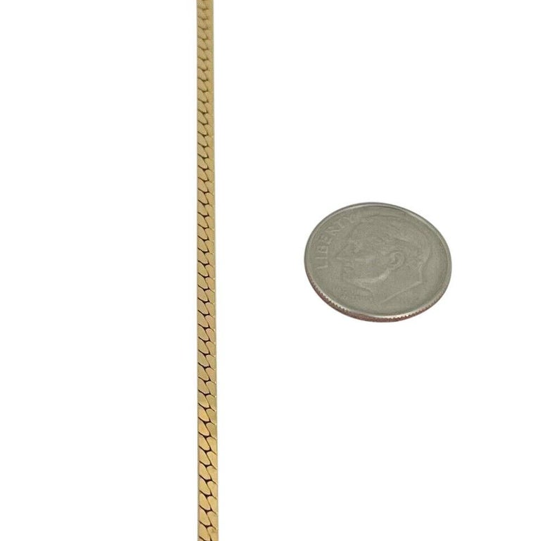 14 Karat Yellow Gold Solid Thin Herringbone Link Chain Necklace Italy ...