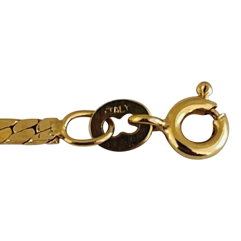 14 Karat Yellow Gold Solid Thin Herringbone Link Chain Necklace Italy ...