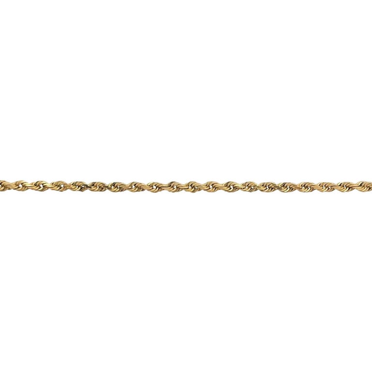 14 Karat Yellow Gold Solid Thin Rope Chain Necklace For Sale at 1stDibs