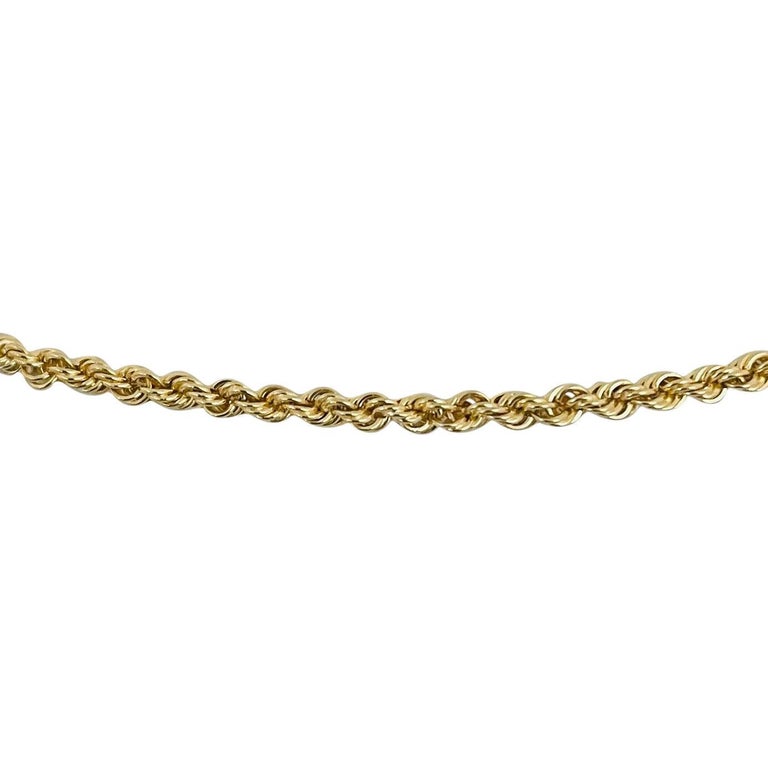 14 Karat Yellow Gold Solid Thin Rope Chain Necklace For Sale at 1stDibs