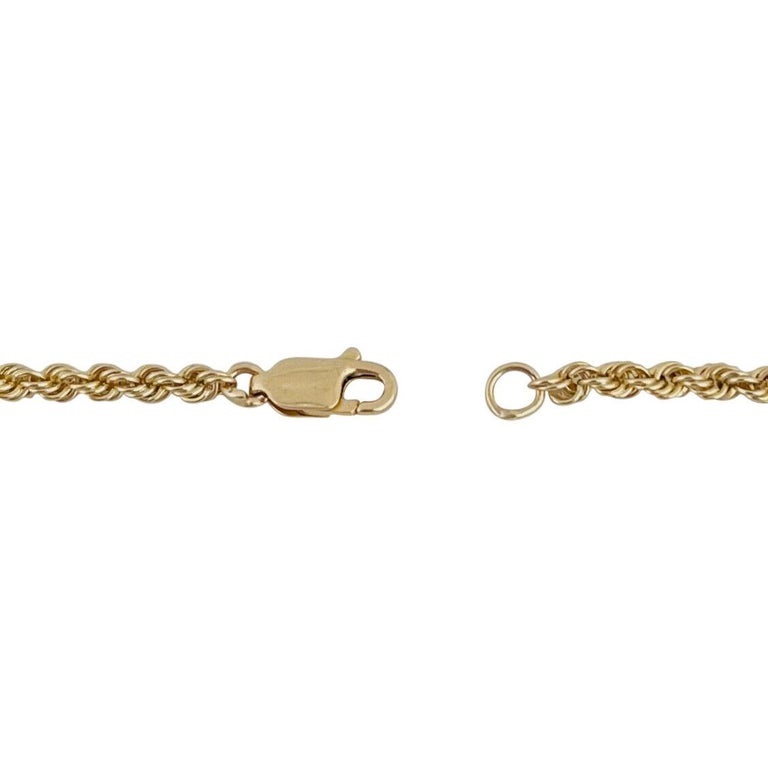 14 Karat Yellow Gold Solid Thin Rope Chain Necklace For Sale at 1stDibs