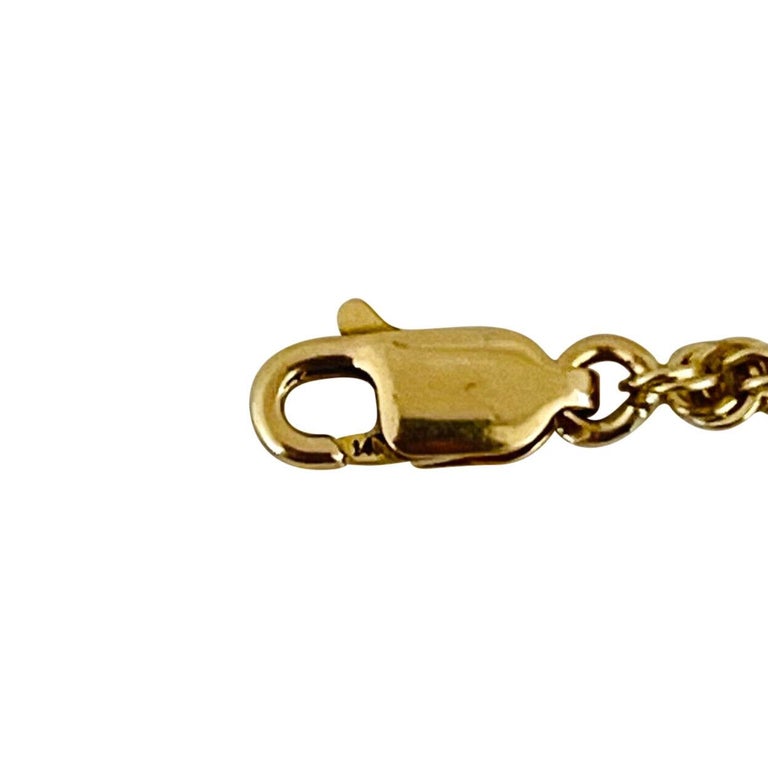 14 Karat Yellow Gold Solid Thin Rope Chain Necklace For Sale at 1stDibs