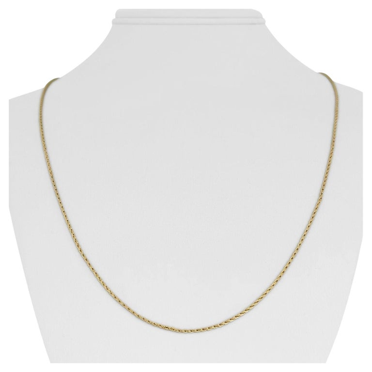 14 Karat Yellow Gold Solid Thin Wheat Link Chain Necklace For Sale at ...