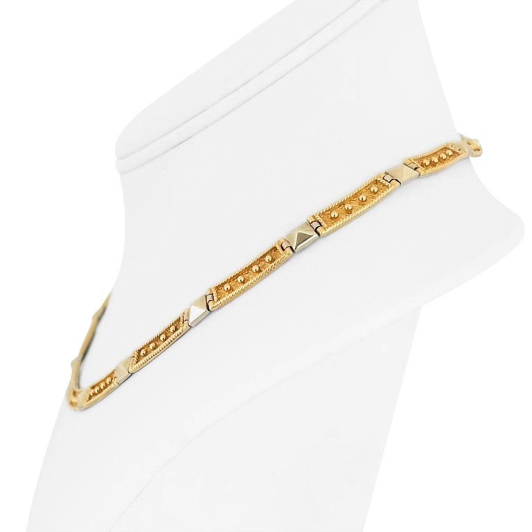 14 Karat Yellow Gold Solid Vintage Ladies Beaded Panel Link Necklace ...