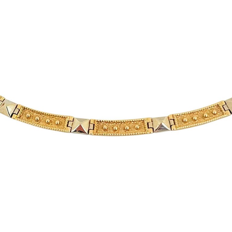 14 Karat Yellow Gold Solid Vintage Ladies Beaded Panel Link Necklace ...
