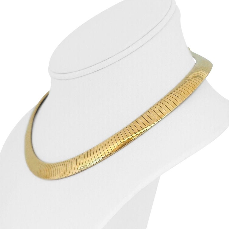 14 Karat Yellow Gold Solid Wide Omega Link Collar Necklace, Italy For ...