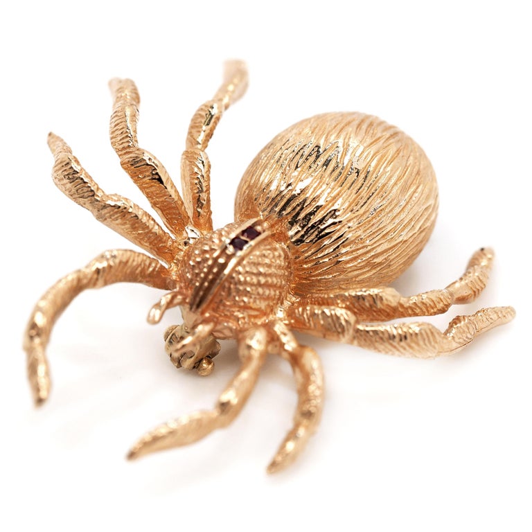 14 Karat Yellow Gold Spider Pin at 1stDibs