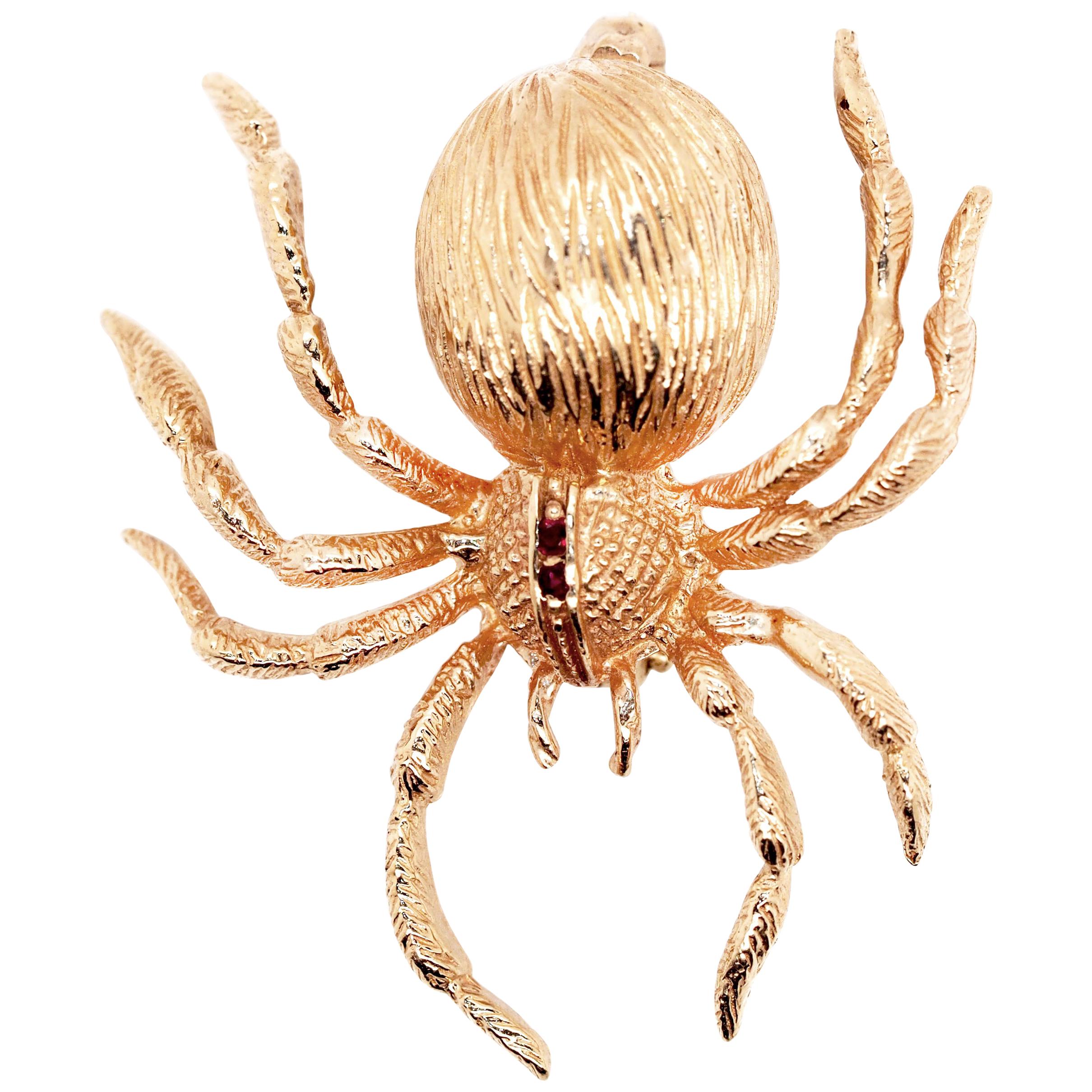 14 Karat Yellow Gold Spider Pin at 1stDibs