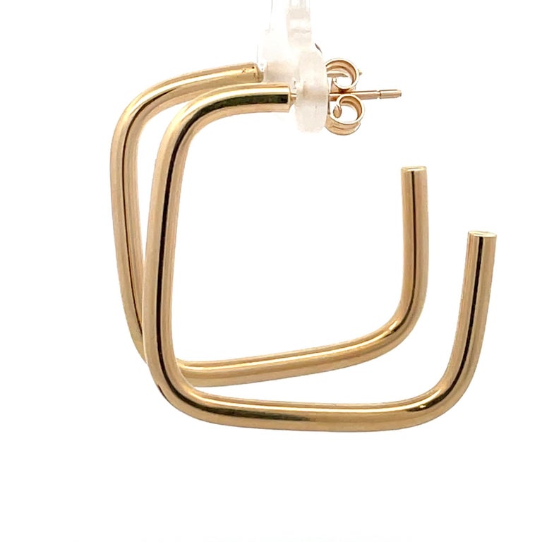 14 Karat Yellow Gold Square Hoop Earrings Grams Made in Italy 4 Grams ...