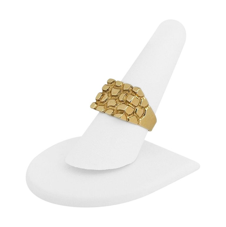14 Karat Yellow Gold Squared Face Chunky Nugget Ring For Sale at 1stDibs