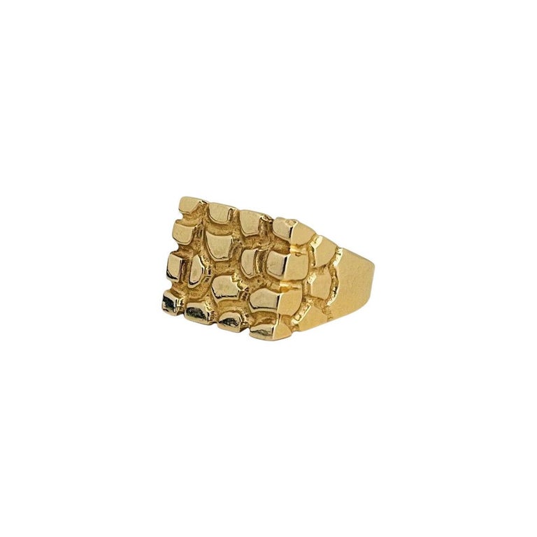 14 Karat Yellow Gold Squared Face Chunky Nugget Ring For Sale at 1stDibs