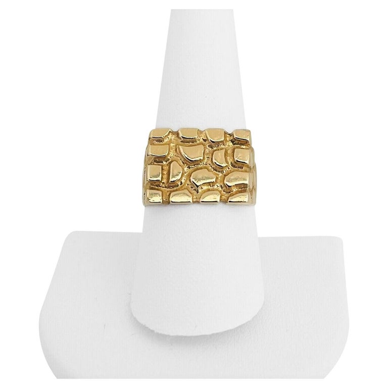 14 Karat Yellow Gold Squared Face Chunky Nugget Ring For Sale at 1stDibs