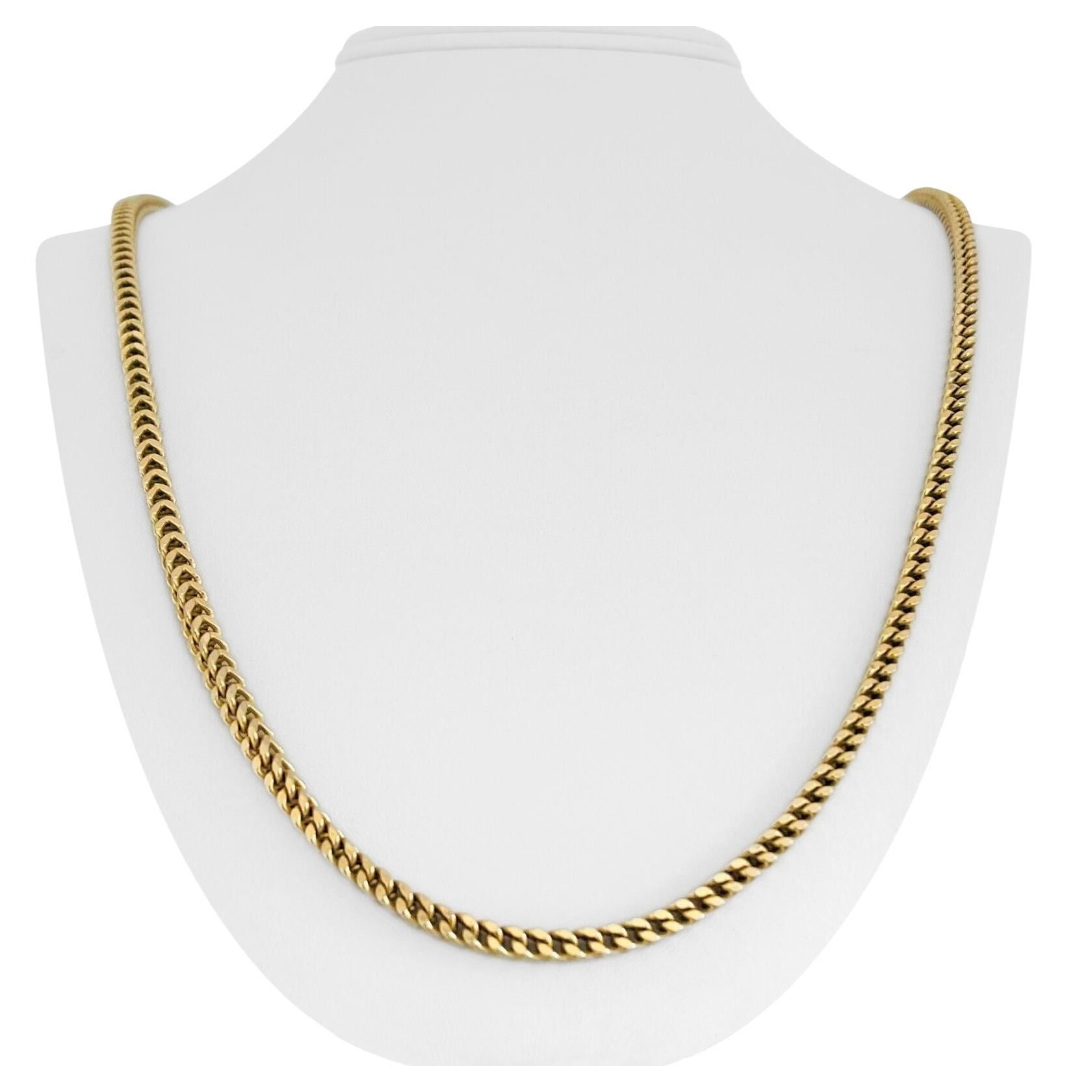 14 Karat Yellow Gold Solid Heavy Squared Franco Link Chain Necklace For ...