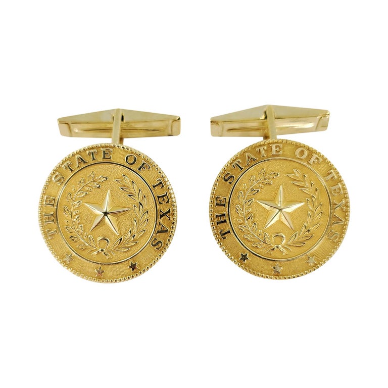 Yellow Gold Star of Texas Cufflinks For Sale at 1stDibs