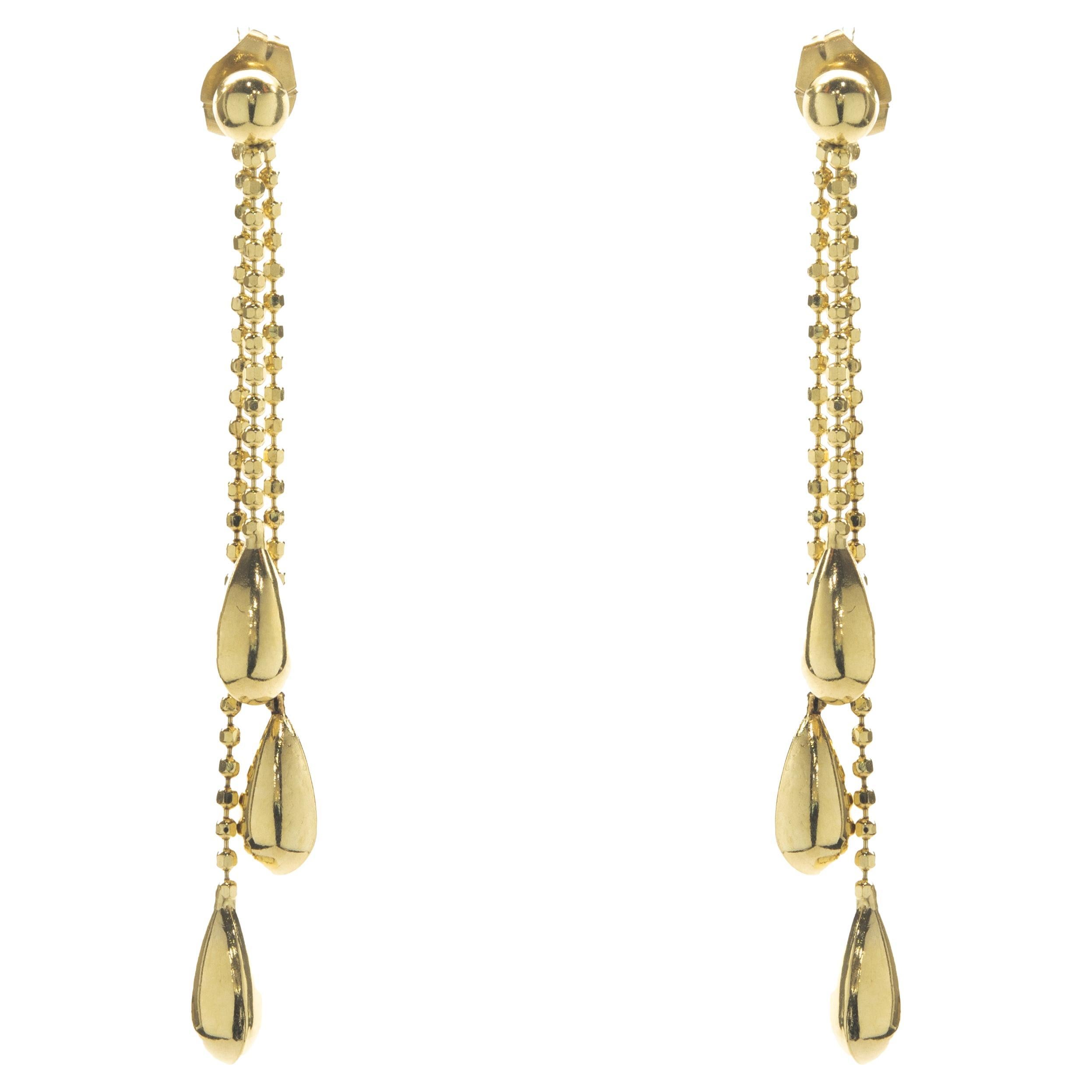 Handcrafted 14 Karat Yellow Gold Open Tear-Drop Dangling Earrings For ...