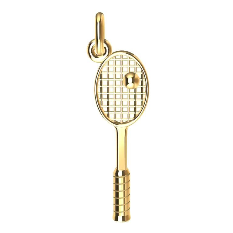 14 Karat Yellow Gold Tennis Racket Charm For Sale at 1stDibs
