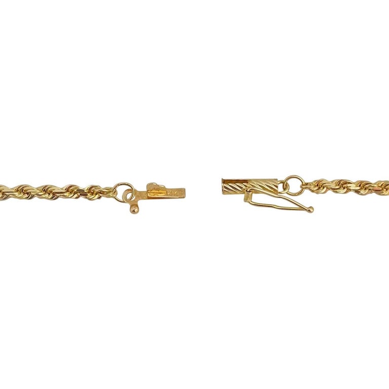 14 Karat Yellow Gold Thin Diamond Cut Rope Chain Necklace For Sale at ...