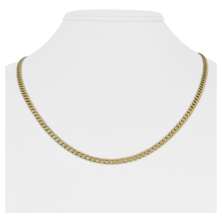 14 Karat Yellow Gold Thin Flat Curb Link Chain Necklace For Sale at 1stDibs