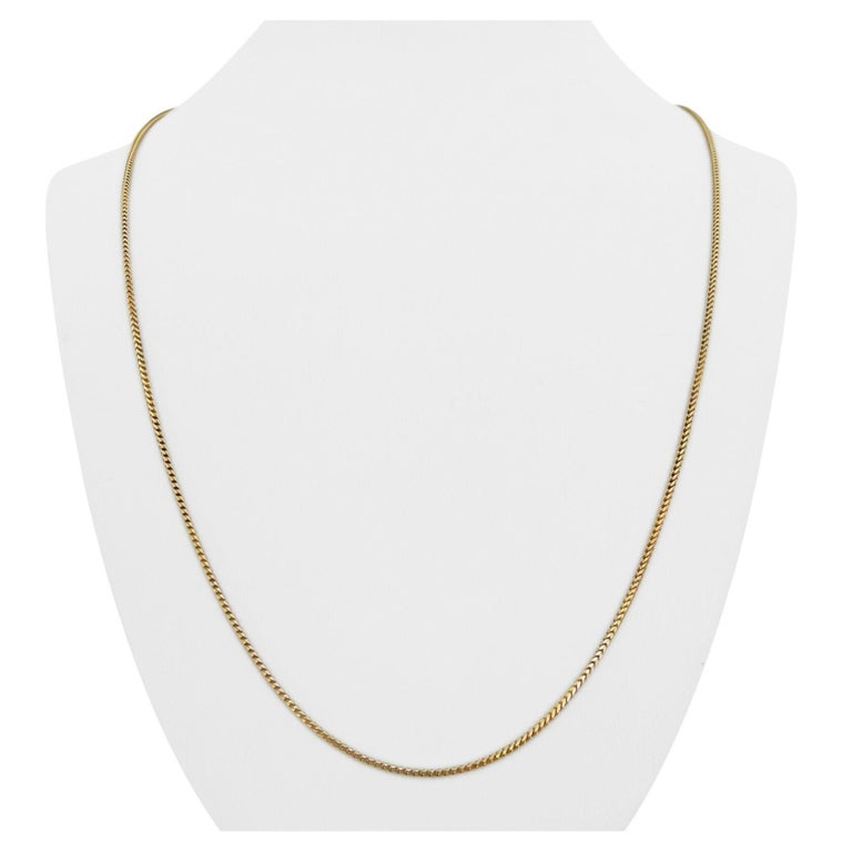 14 Karat Yellow Gold Thin Squared Franco Link Chain Necklace Italy For ...