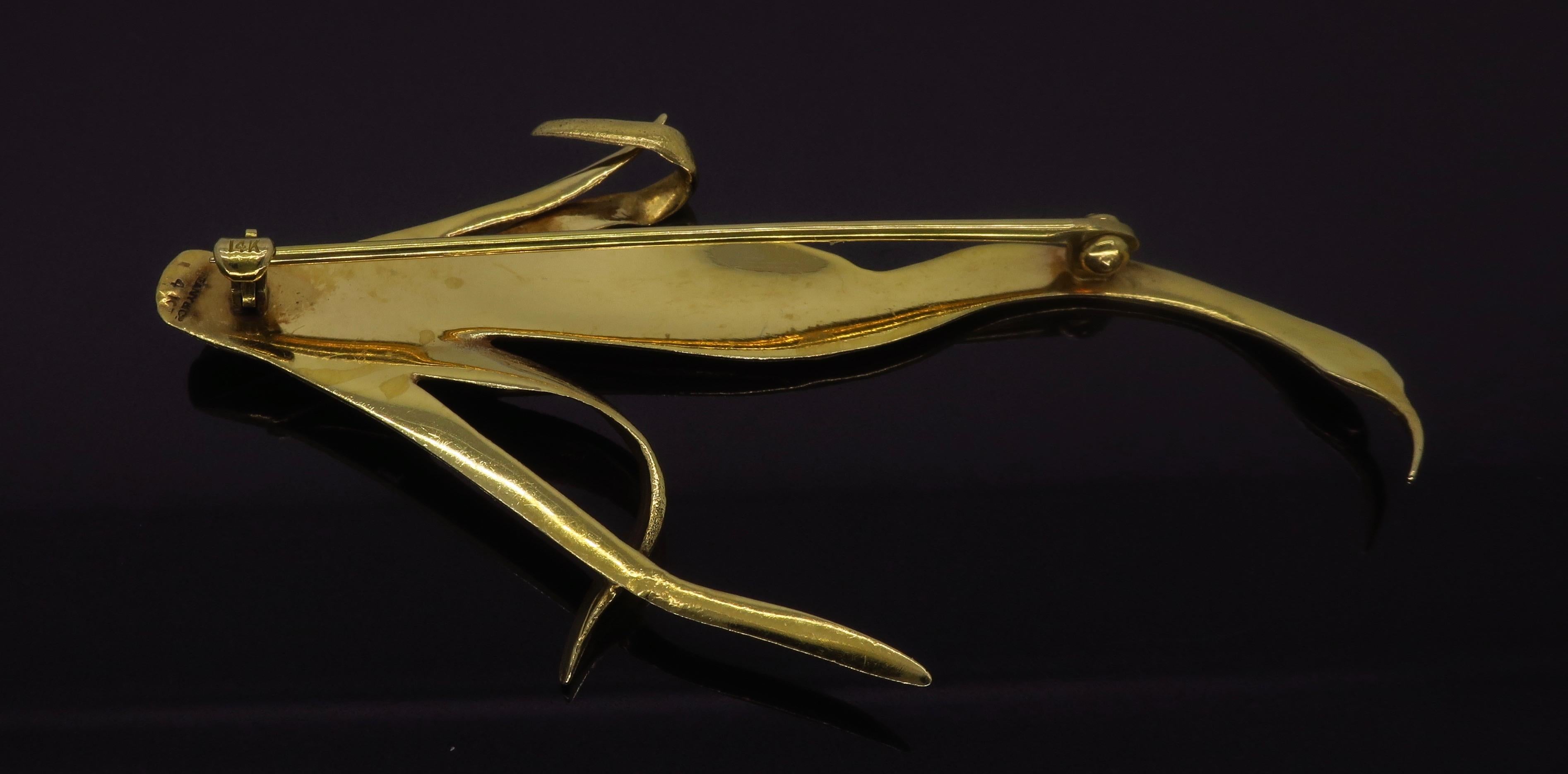 14 Karat Yellow Gold Tiffany and Co. Crane Brooch at 1stDibs | tiffany ...