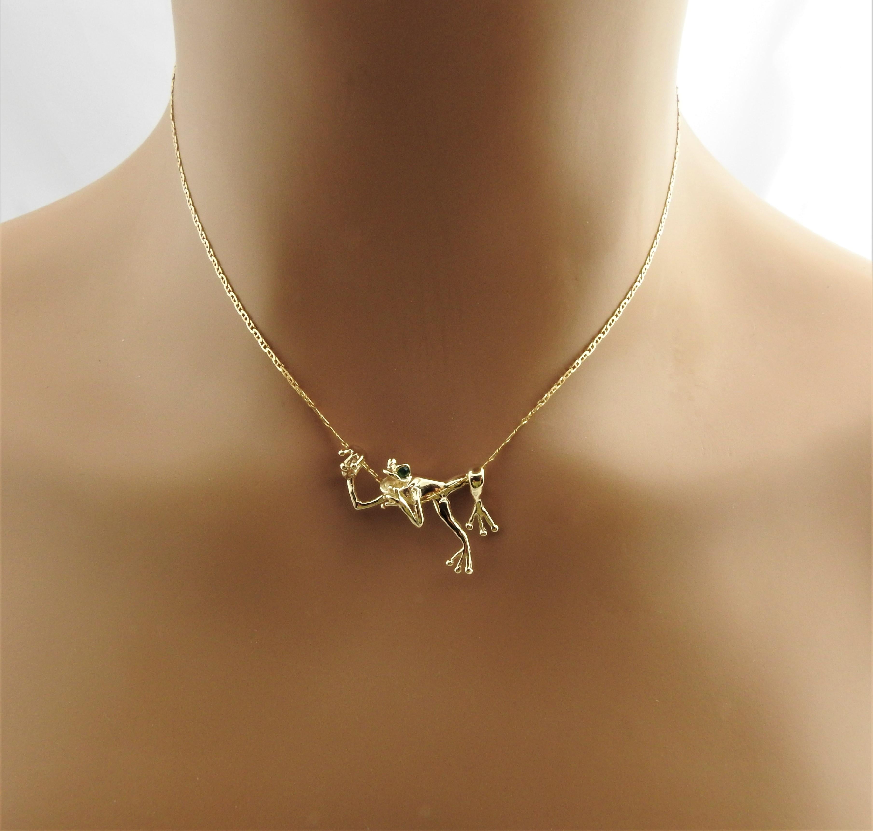 14 Karat Yellow Gold Tree Frog Pendant at 1stDibs