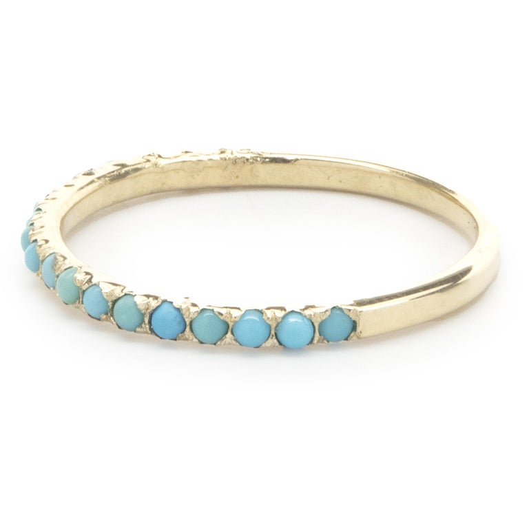 14 Karat Yellow Gold Turquoise Band For Sale at 1stDibs